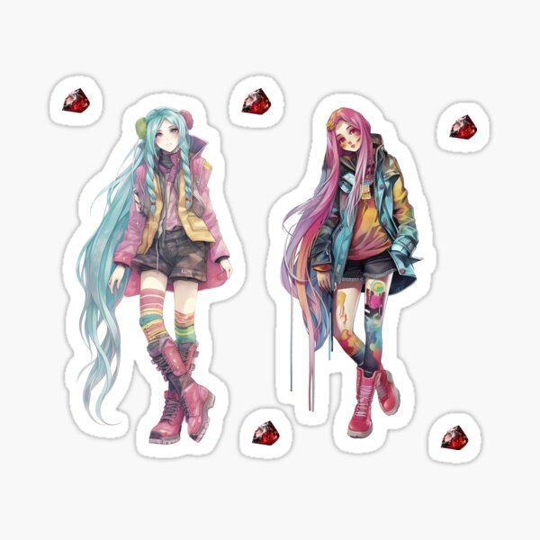 "Sticker pack Mysterious anime girl. A cute girls with long hair ...