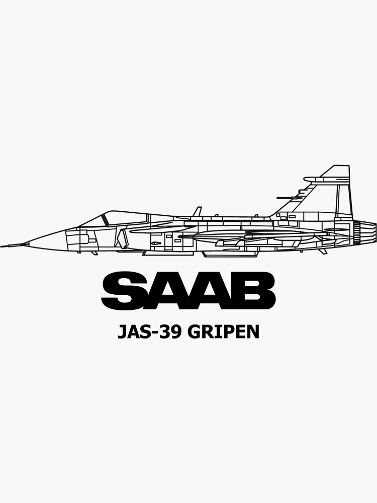 "SAAB JAS-39 Gripen" Sticker for Sale by Scribbly McPiggles | Redbubble