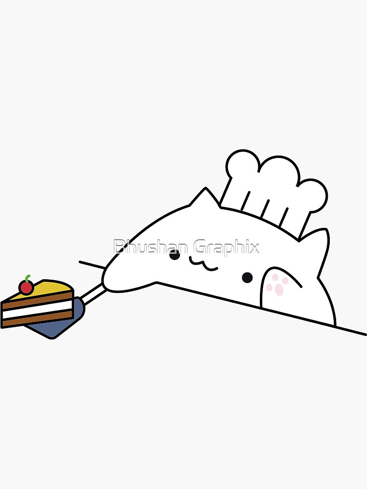 "Baker Bongo Cat Meme Sticker" Sticker for Sale by Bhushan Graphix ...