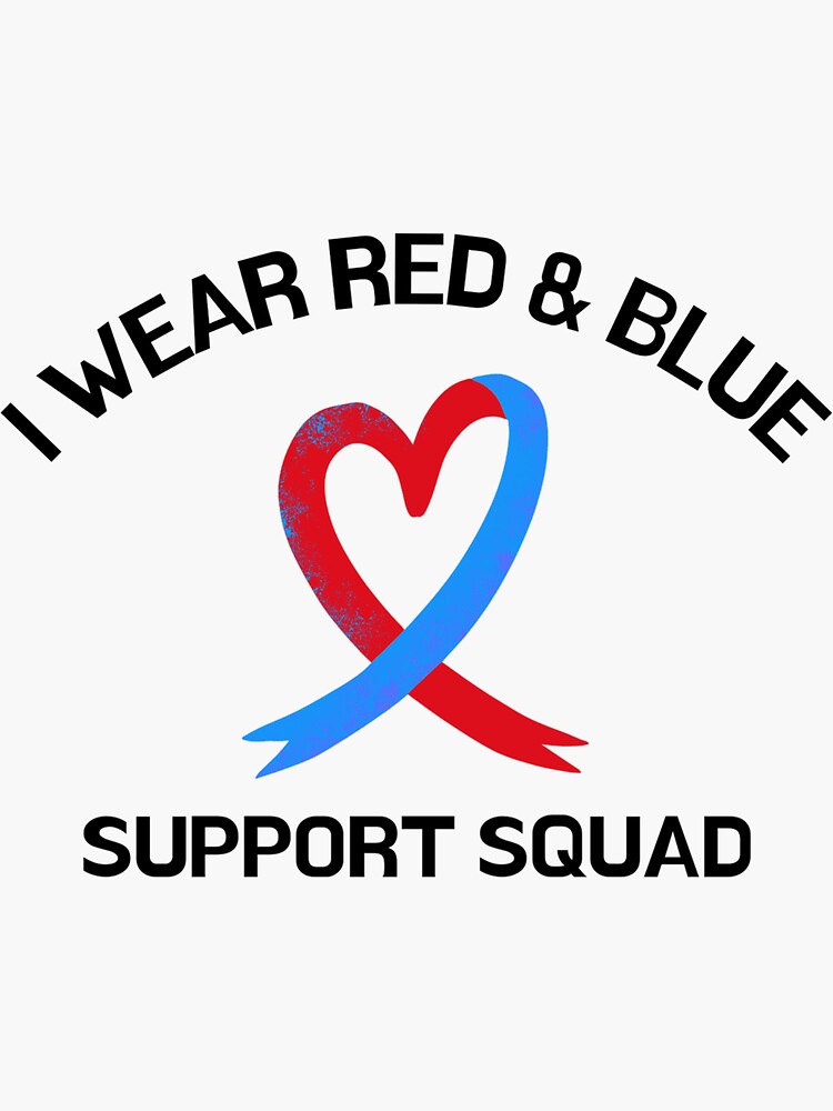 "Congenital Heart Defect Awareness blue red ribbon" Sticker for Sale by ...