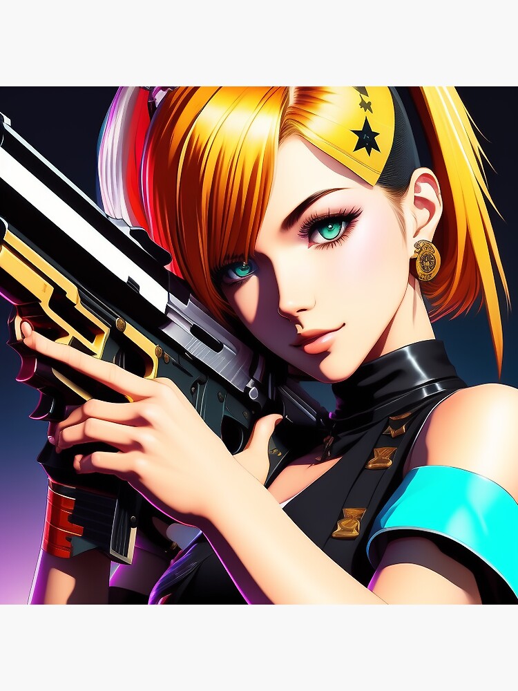 "anime girl with gun" Sticker for Sale by Wittfulguy | Redbubble