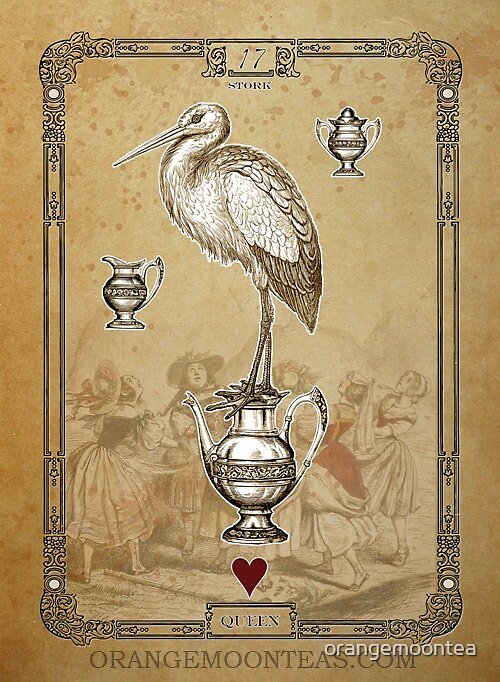 "Stork | Tea Bats Lenormand Cards" by orangemoontea | Redbubble