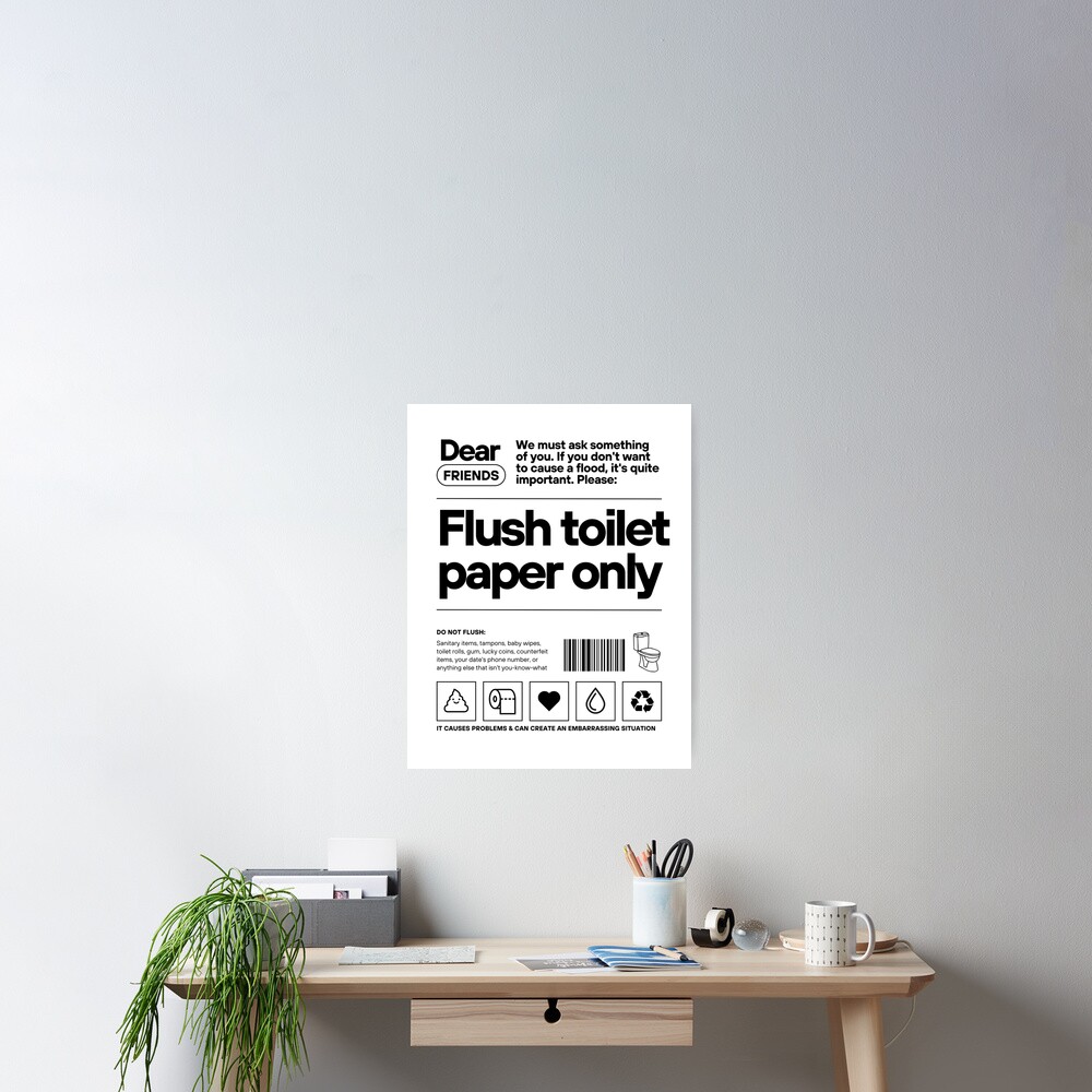 "Flush toilet paper only poster / sign " Sticker for Sale by ...