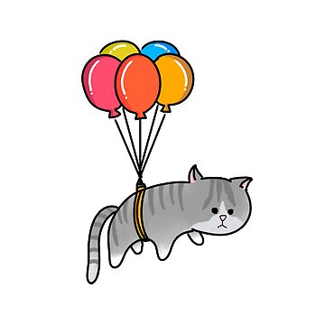 "Sad cats with floating balloons" Sticker for Sale by Pakkard17 | Redbubble