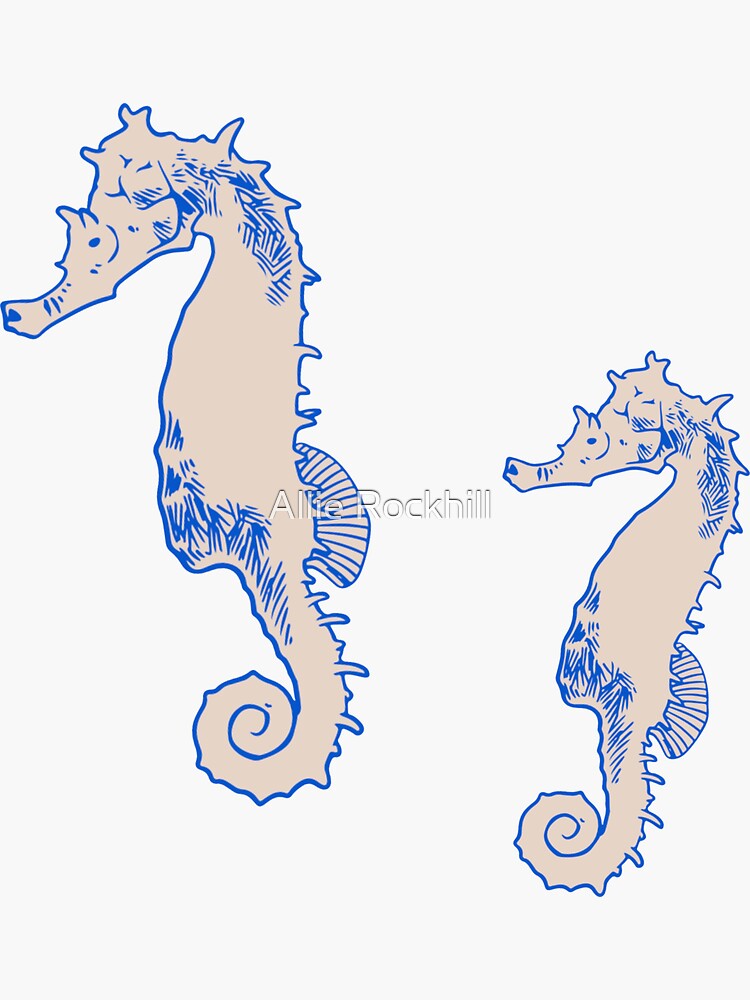 "Blue and tan seahorses" Sticker for Sale by Allie Rockhill | Redbubble