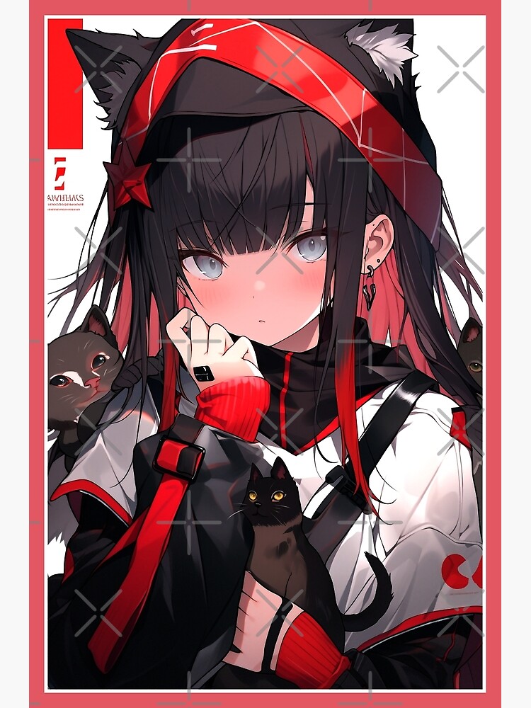"Aesthetic Anime Girl Red White Black | Quality Aesthetic Anime Design ...