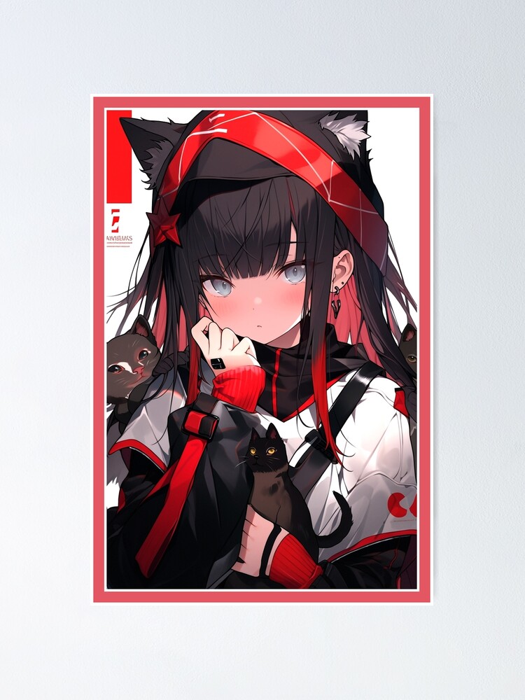 "Aesthetic Anime Girl Red White Black | Quality Aesthetic Anime Design ...