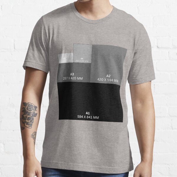 "Paper Sizes A1, A2, A3, A4, A5 - Architect Gift" Essential T-Shirt for ...