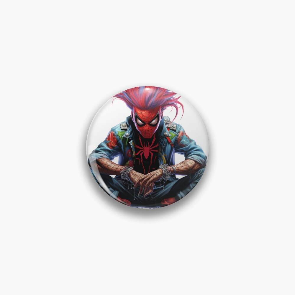 "Red & Blue Mohawk Hair Spiderpunk Illustration" Sticker for Sale by ...