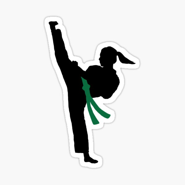 "Karate Tae Kwon Do Girl Green Belt Kicking" Sticker for Sale by ...