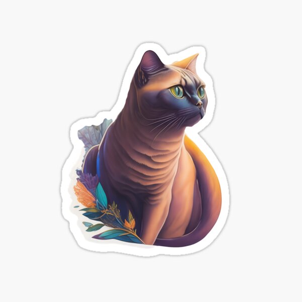 "Burmese cat (Sticker and Print Out)" Sticker for Sale by Sir Elgin ...