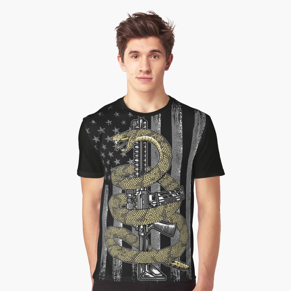 "Snake Wrapped Around AR-15 Rifle Gun 2nd Amendment T-Shirt" Sticker by ...