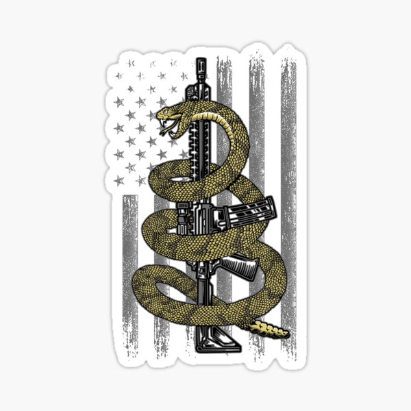 "Snake Wrapped Around AR-15 Rifle Gun 2nd Amendment T-Shirt" Sticker by ...