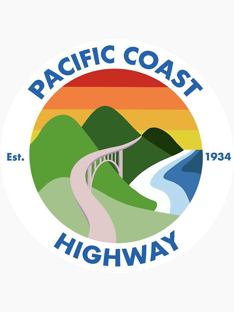"Pacific Coast Highway Logo" Sticker for Sale by zhutodesigns | Redbubble