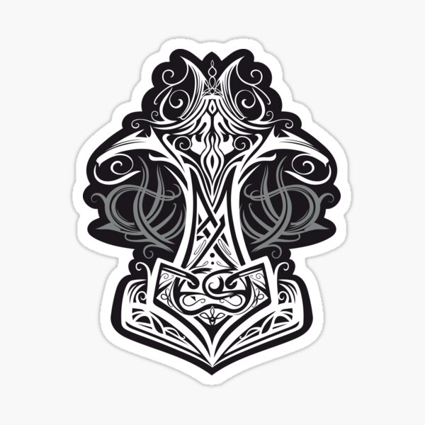 "Thor's hammer Mjolnir viking symbol" Sticker by Christine Krahl ...