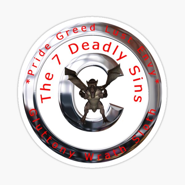 "The Seven Deadly Sins" Sticker for Sale by AlienAlmanac | Redbubble
