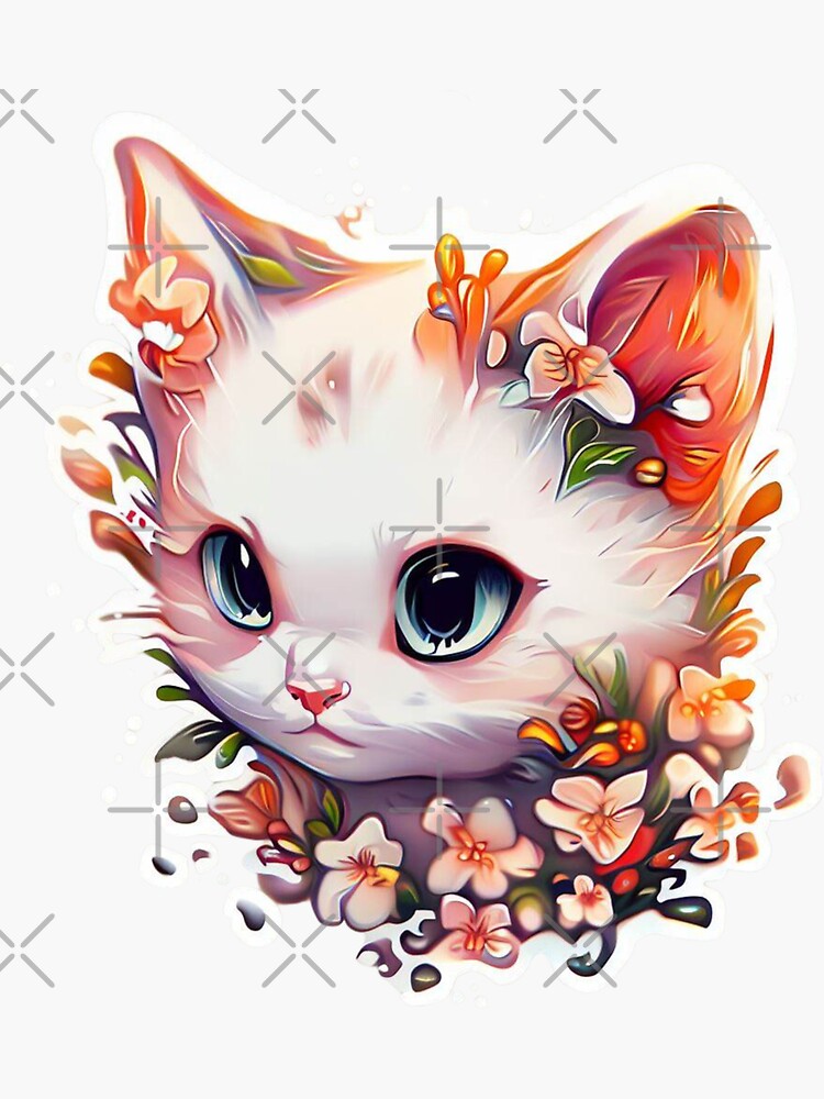"Cute Kitty Digital Art Sticker no background" Sticker for Sale by ...