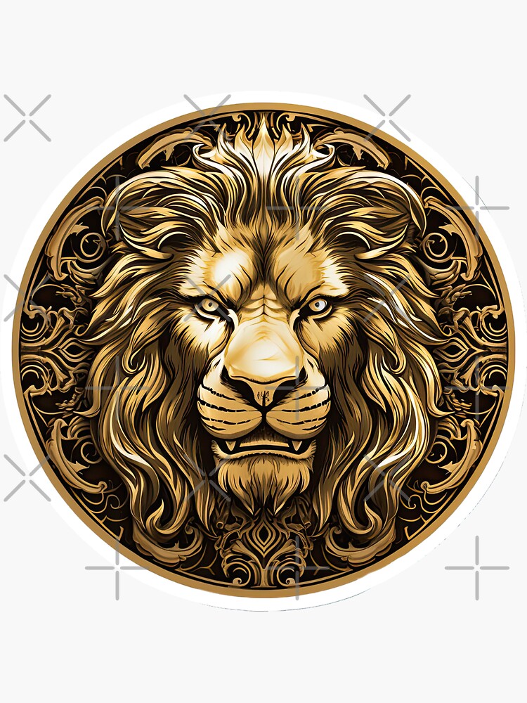 "Round lion head shape" Sticker for Sale by abmkf | Redbubble