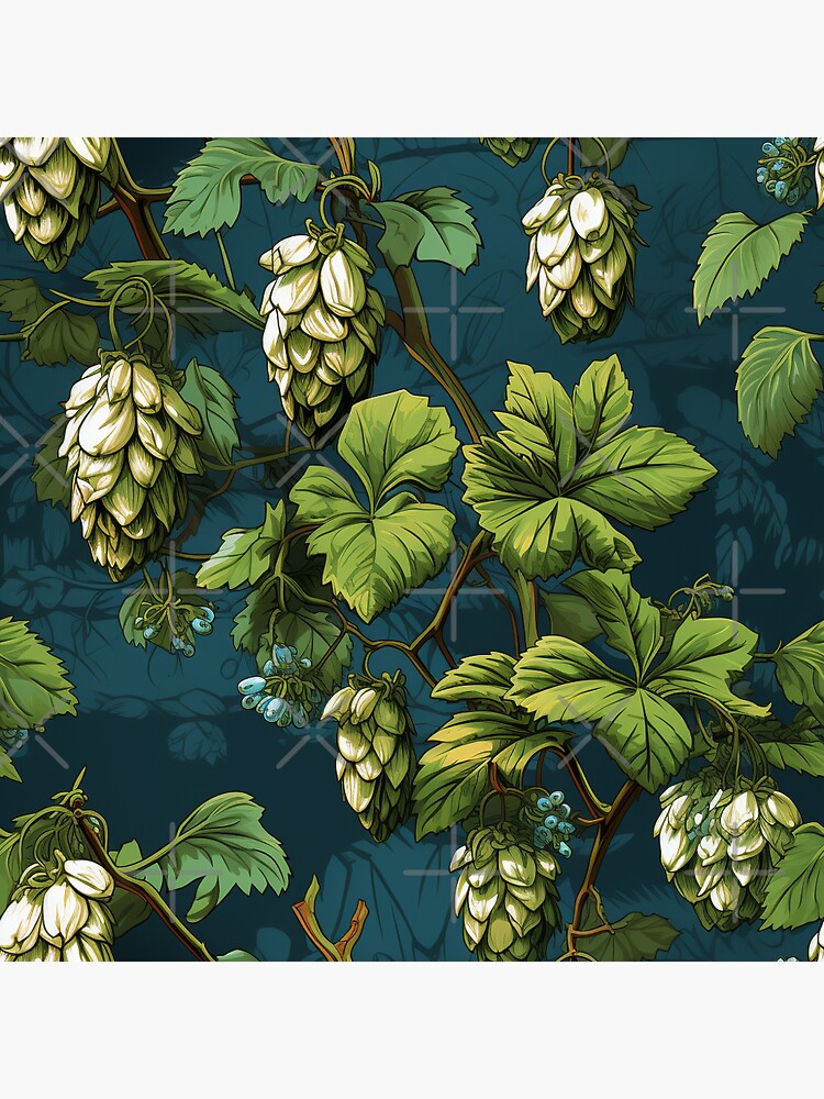 "Hop Pattern - Botanical Illustration of Hop Cones" Sticker for Sale by ...