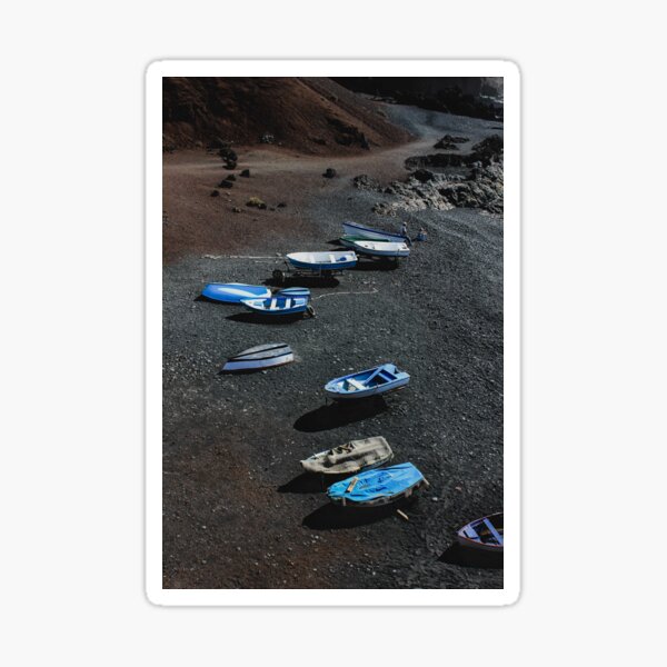 "Lanzarote El Golfo Small Fishing Boats (Canary Islands)" Sticker for ...