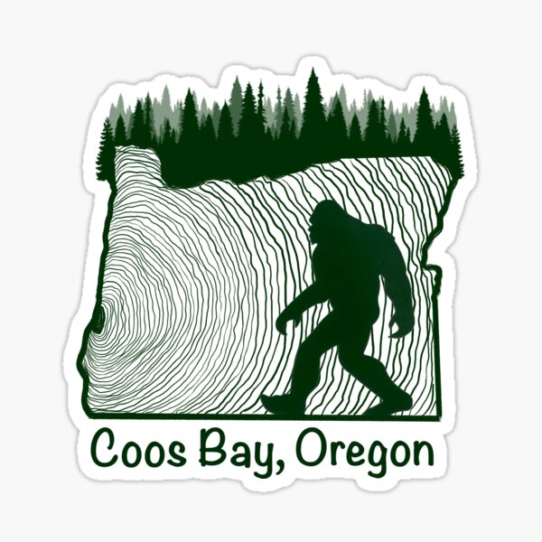 "Coos Bay Oregon wood grain Bigfoot " Sticker for Sale by ReisssPieces ...