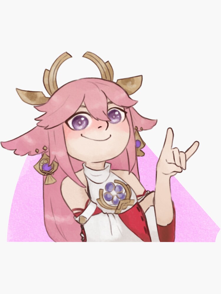 "Yae Miko slice meme cute sticker" Sticker for Sale by Teefsart | Redbubble