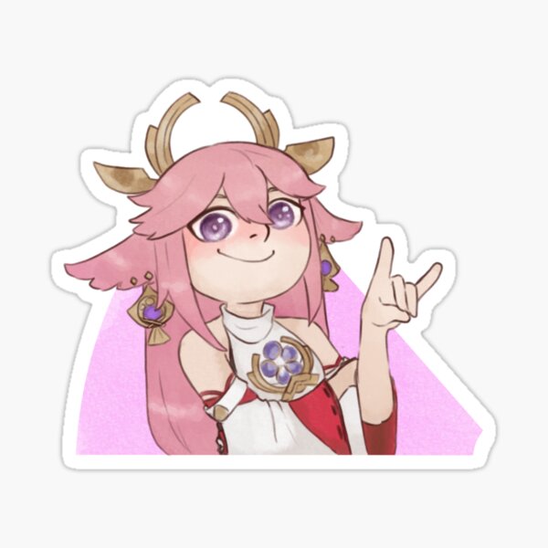 "Yae Miko slice meme cute sticker" Sticker for Sale by Teefsart | Redbubble