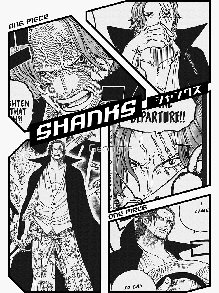 "Shanks - One Piece Manga Frame - black version" Sticker for Sale by ...