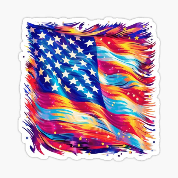 "USA Flag Waving in the Wind" Sticker for Sale by LilyBell6 | Redbubble
