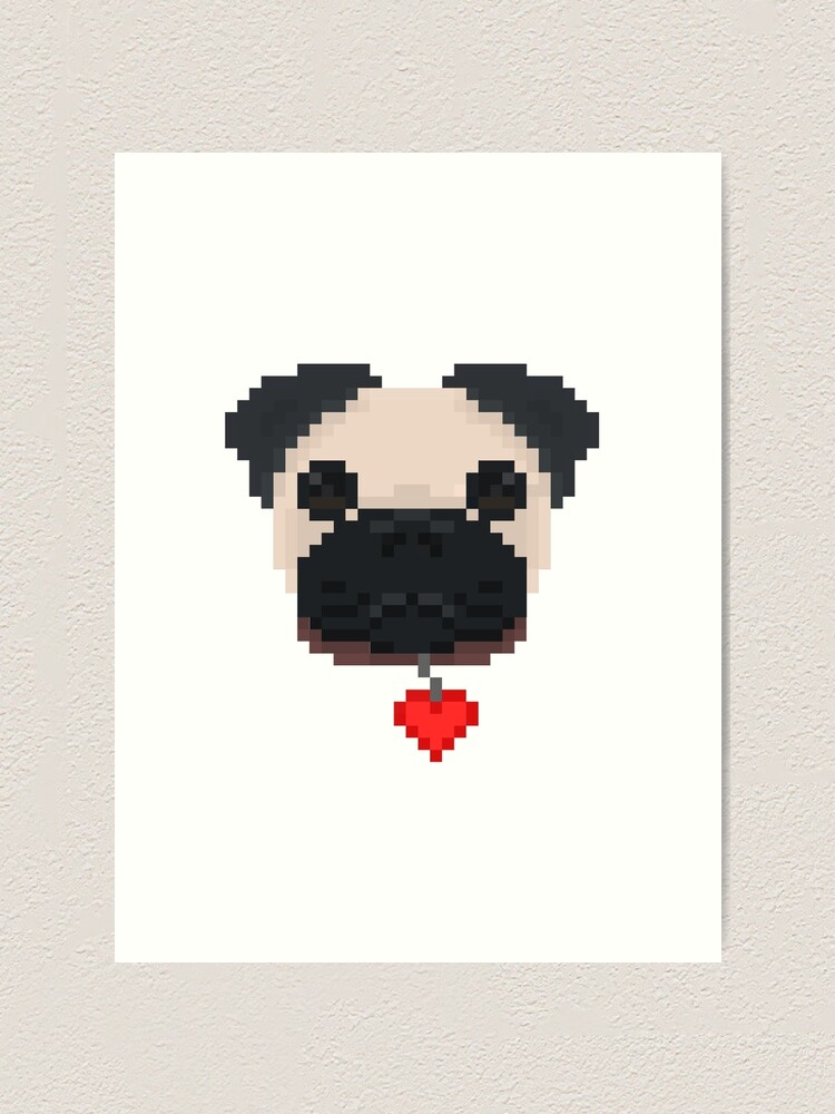 "Pixel Pug Heart" Art Print by raemay | Redbubble