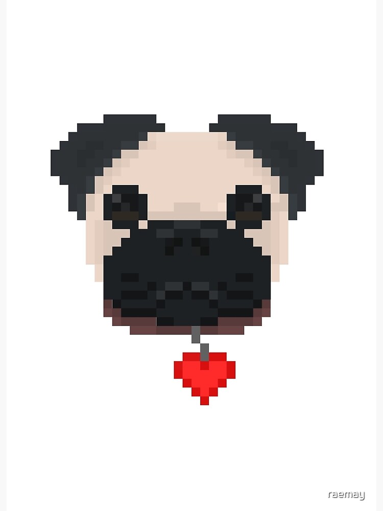 "Pixel Pug Heart" Art Print by raemay | Redbubble