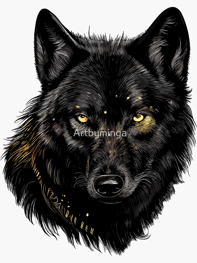 "Black Wolf " Sticker for Sale by Artbyminga | Redbubble