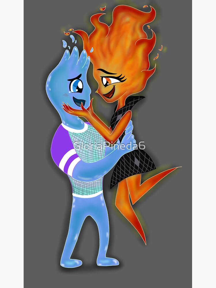 "Wade x Ember (Elemental)" Sticker by GloriaPineda6 | Redbubble