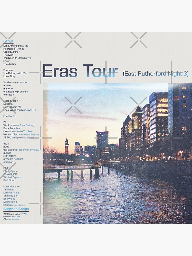 "Eras Setlist East Rutherford Night 3" Sticker for Sale by ...