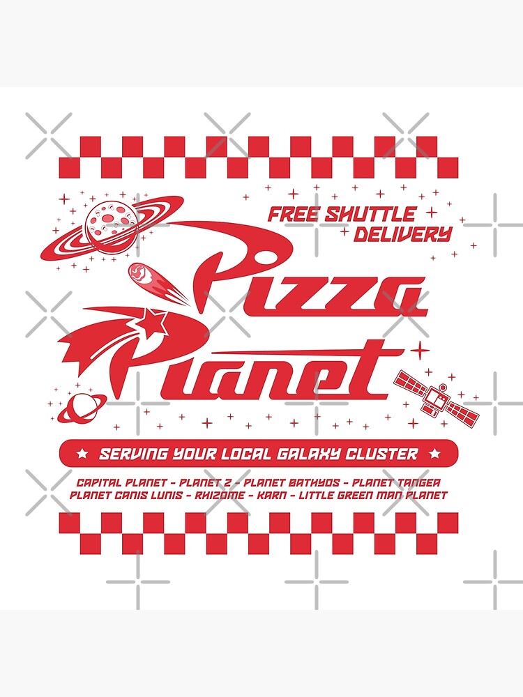 "Pizza Planet - Free Shuttle Delivery" Art Board Print for Sale by ...