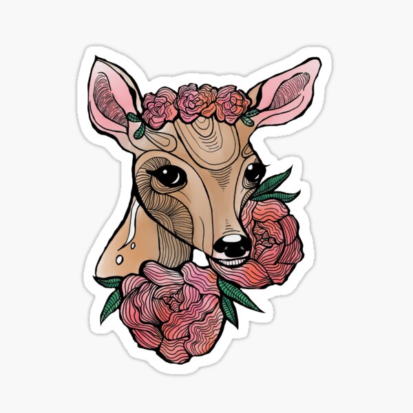 "Floral Doe " Sticker for Sale by jsivart | Redbubble