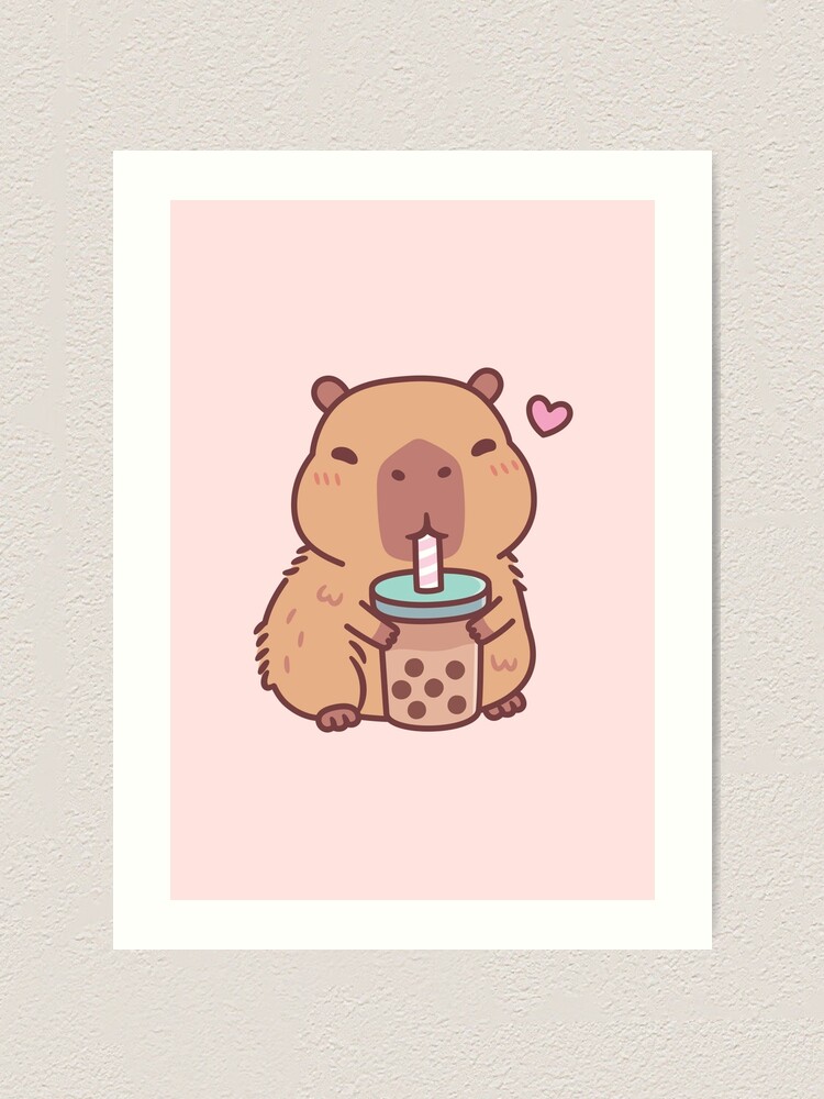 "Cute Capybara Loves Drinking Bubble Tea" Art Print for Sale by rustydoodle | Redbubble