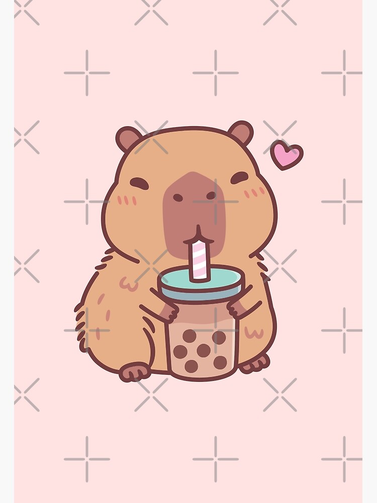 "Cute Capybara Loves Drinking Bubble Tea" Poster for Sale by ...
