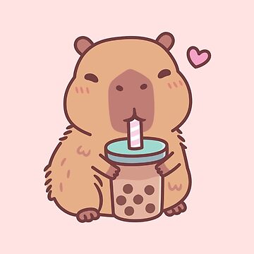 "Cute Capybara Loves Drinking Bubble Tea" Sticker for Sale by ...