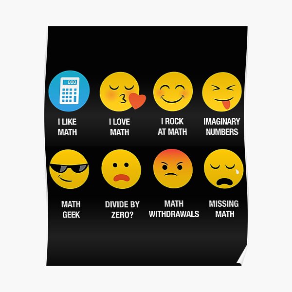 "I Love Like Math Emoji (emoticon) Funny Social Sayings Graphic" Poster ...