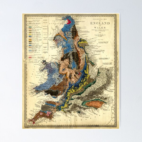 "Large Vintage Old Map of England / Antique Map Print / Vintage Wall ...