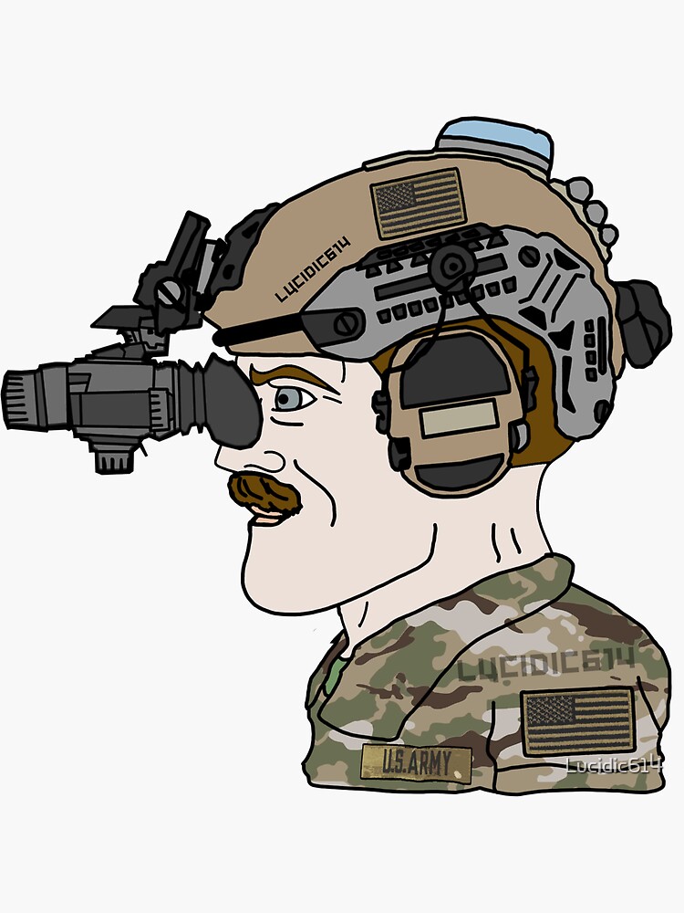 "Chad US Army with NODs" Sticker for Sale by Lucidic614 | Redbubble