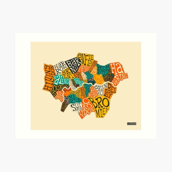 "LONDON BOROUGHS MAP" Art Print for Sale by JazzberryBlue | Redbubble