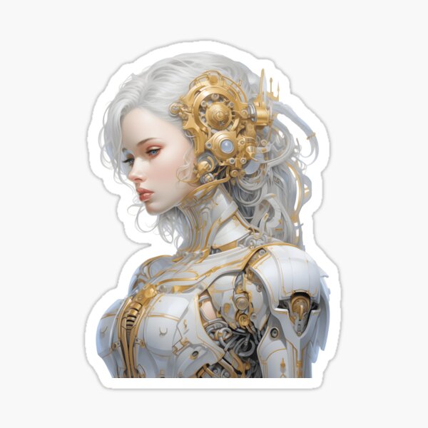 "Gilded Cyber Queen: A Mechanical Masterpiece" Sticker for Sale by ...