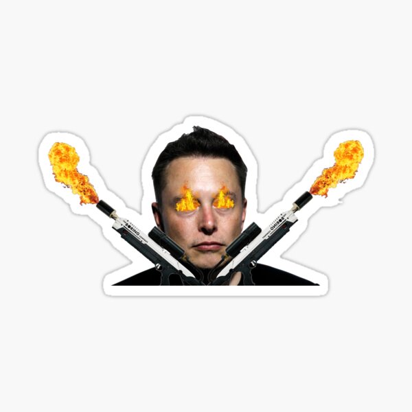 Sticker « Elon musqué avec des lance-flammes », par GuyBergman | Redbubble