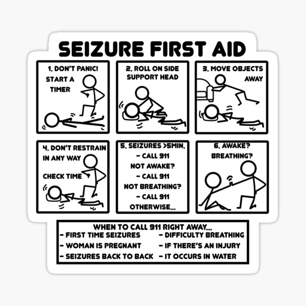 "Seizure First Aid" Sticker for Sale by TMWiggins | Redbubble