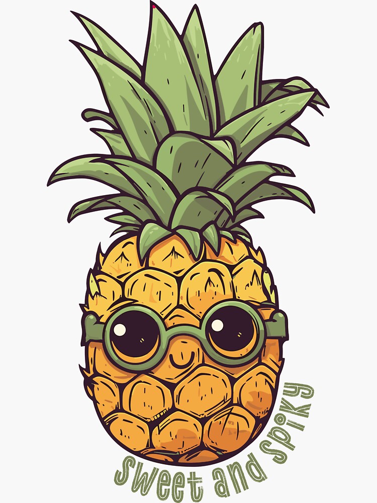 "Cool pineapple classic kawaii cartoon" Sticker for Sale by LuizLentini ...
