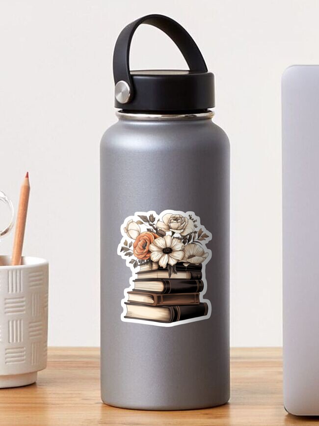 "Earthy Floral Book Stack" Sticker for Sale by biancacaleman | Redbubble