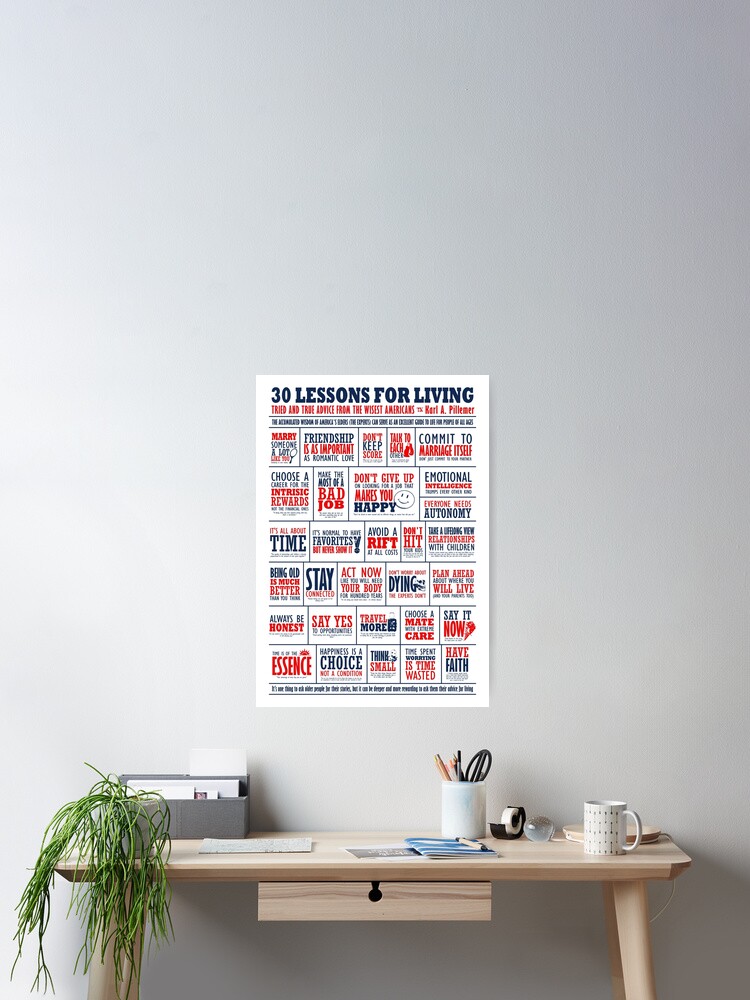 "Visual Book 30 Lessons for Living (Karl A. Pillemer)" Poster for Sale ...