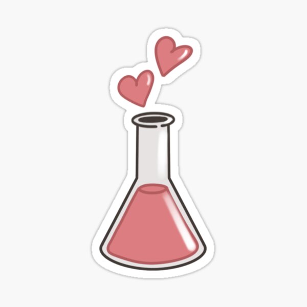 "Cute Beaker Science Illustration with Hearts" Sticker for Sale by ...
